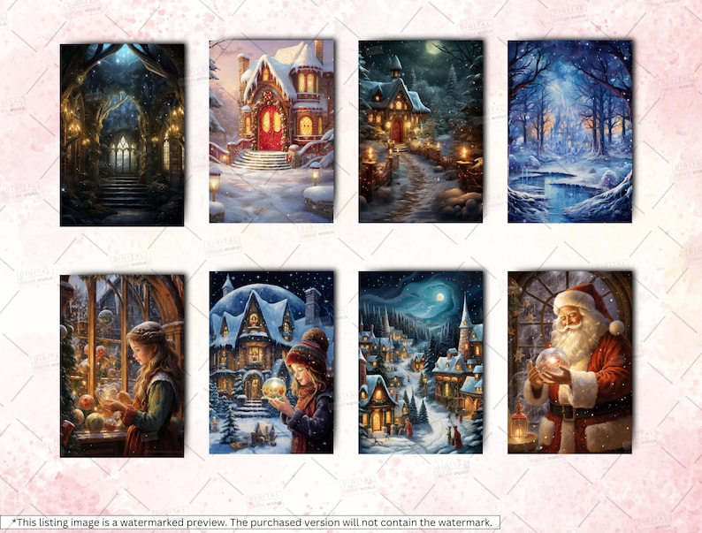 30 Printable Enchanted Christmas Digital Paper, Christmas Santa ...