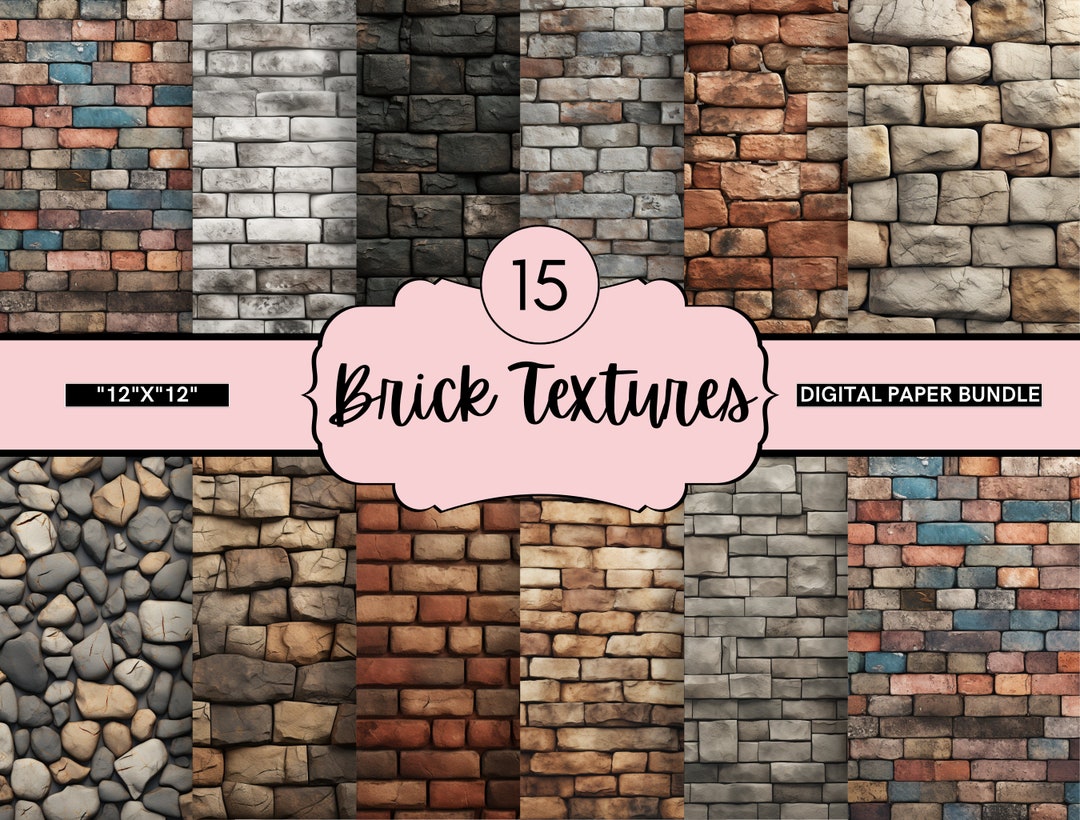 15 Brick Textures Digital Paper, Seamless Rustic Brick Wall Digital ...