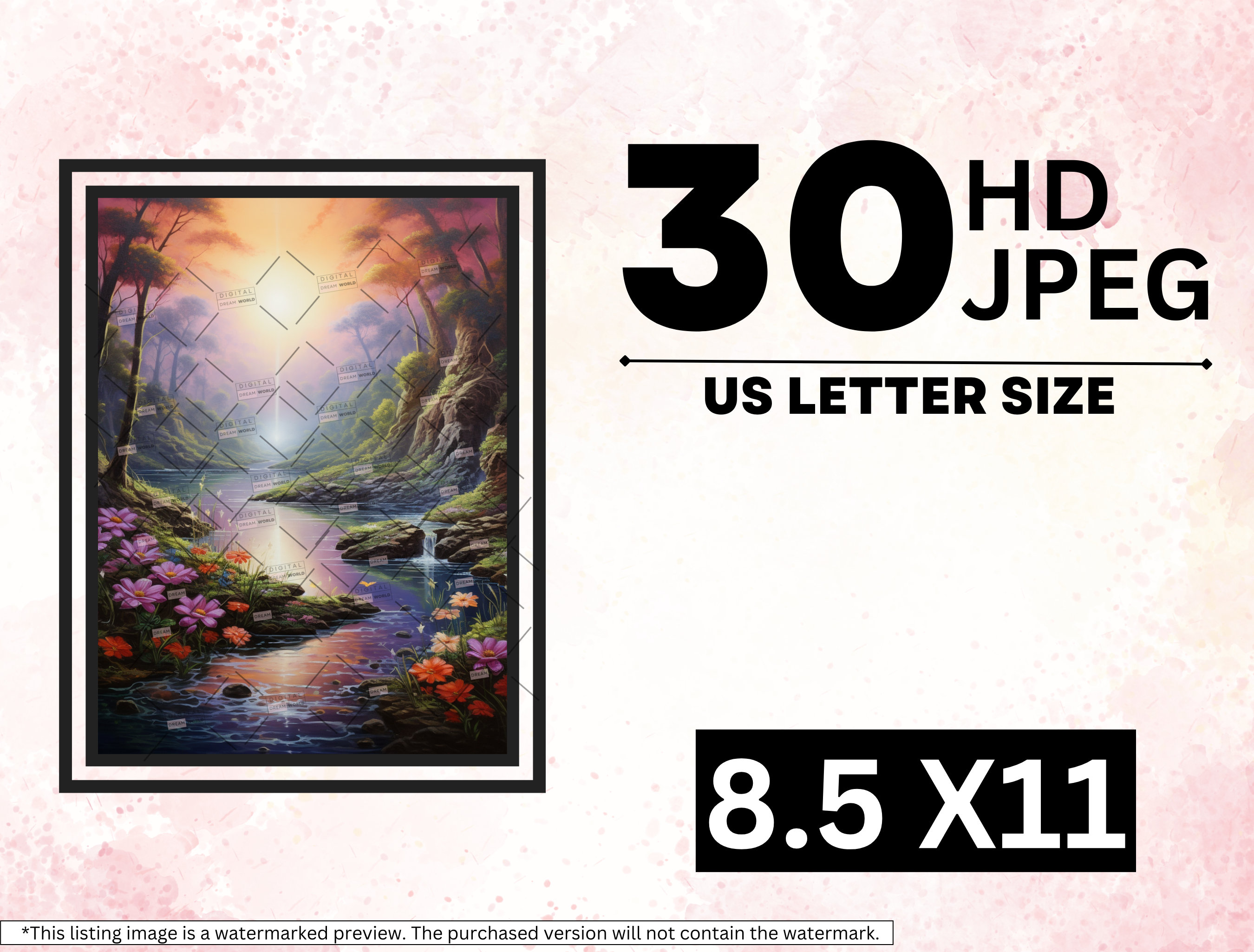 30 Digital Enchanted Lake Digital Paper Lake Landscape - Etsy