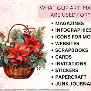 40 Watercolor Christmas Flowers Clipart, Christmas Bouquets, Watercolor ...