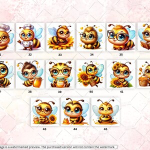 45 Sweet Honey Bees Clipart Bundle, Cute Bees PNG, Bees Clipart Bundle ...