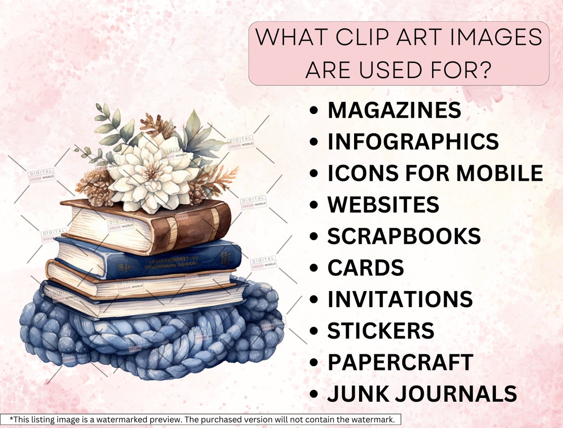 Winter Book Stack Watercolor Clipart Bundle (30 PNG) - Etsy