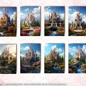 30 Printable Fairytale Castle Digital Paper, Princess Fairytale Castle ...