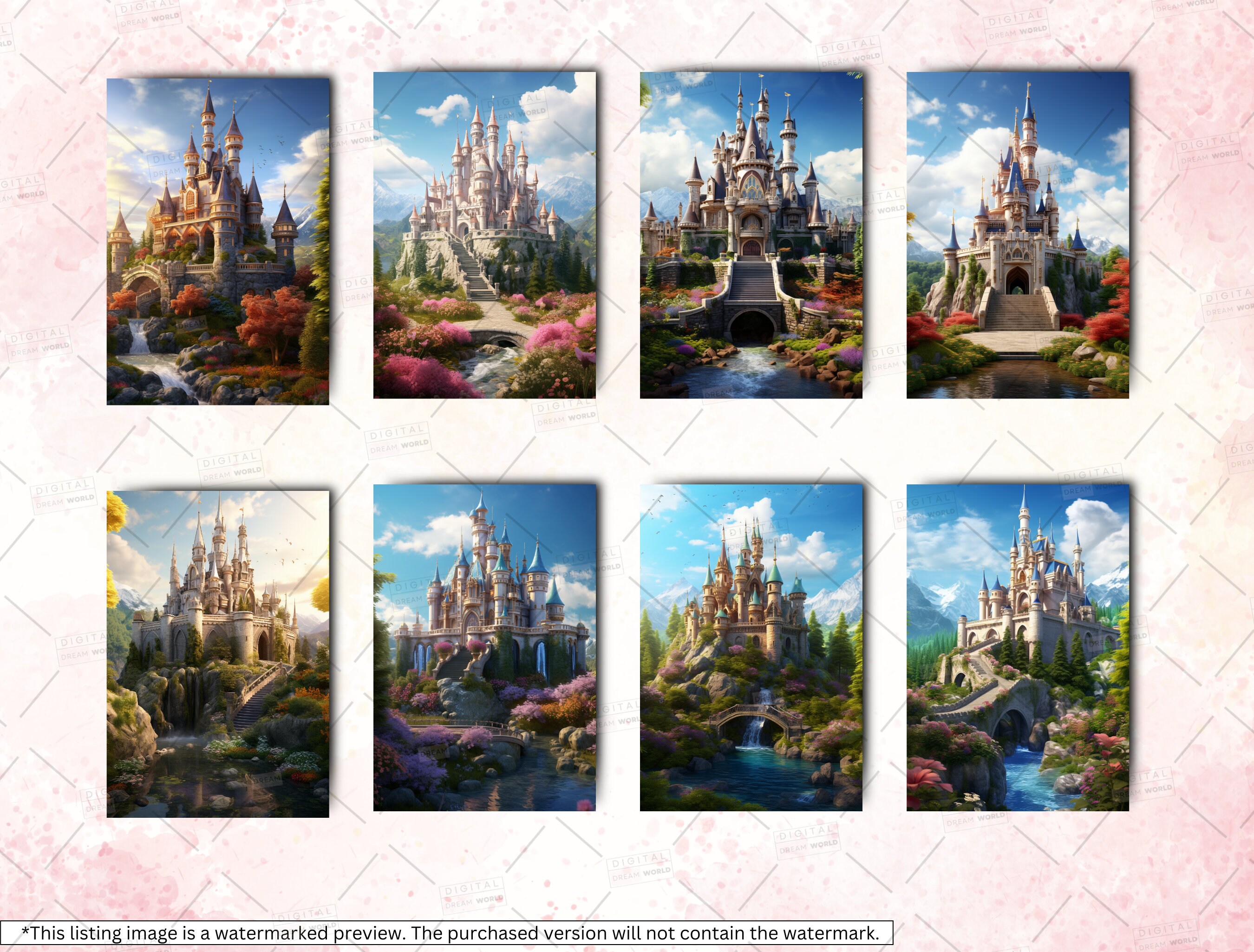 30 Printable Fairytale Castle Digital Paper Princess Castle - Etsy