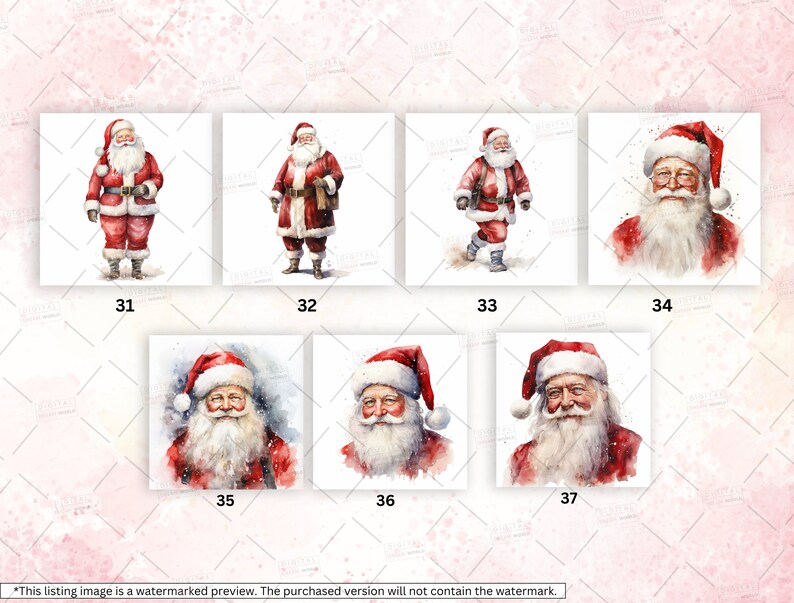 37 PNG Watercolour Santa Claus Clipart, Winter Holiday Graphic Png ...