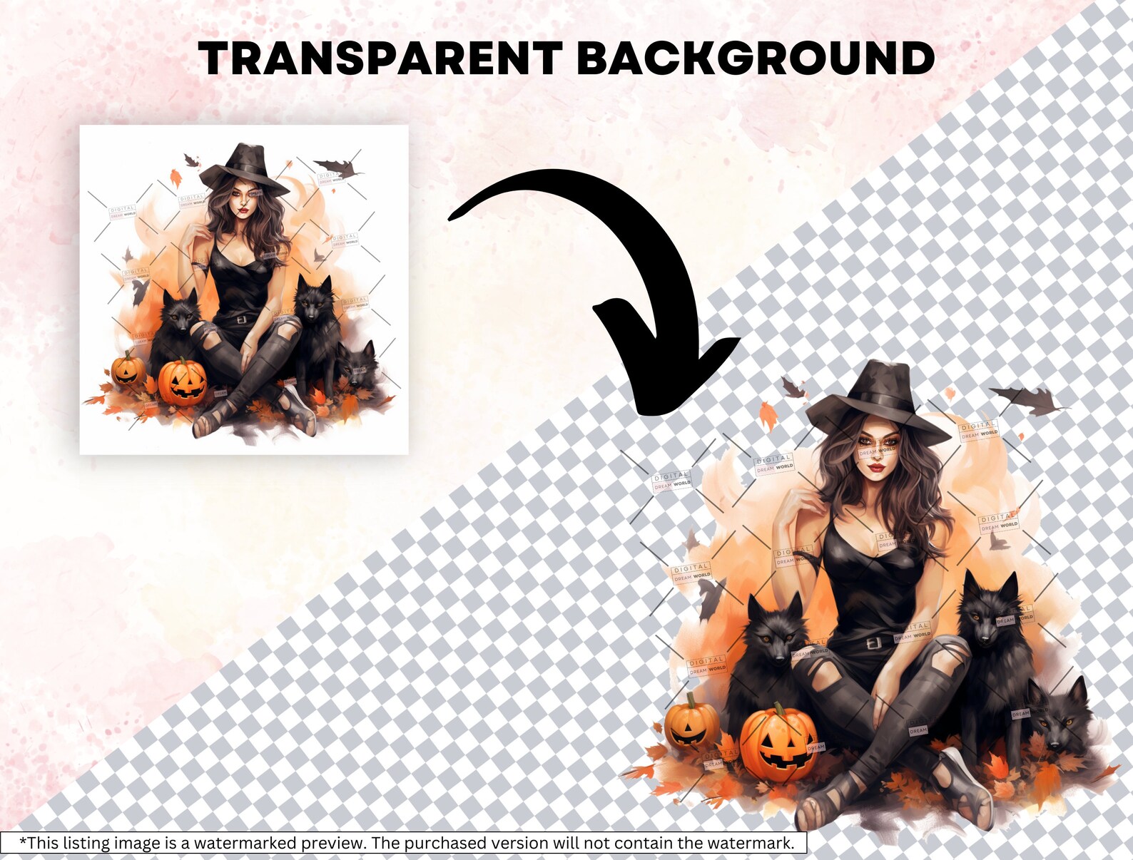 45 Watercolor Spooky Halloween Clipart, Halloween Decoration ...