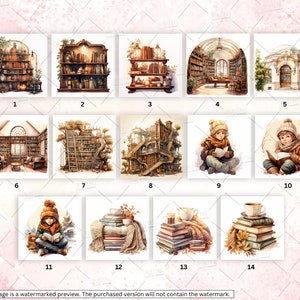 43 Watercolor Bookworms Clipart Bundle, Magical Enchanting Book ...