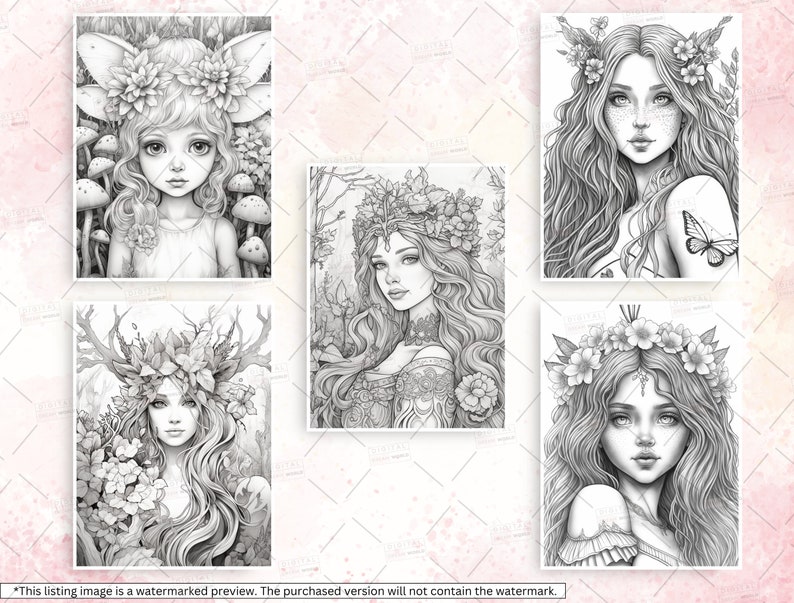 35 Forest Fairy Coloring Pages for Adults & Kids Delicate - Etsy