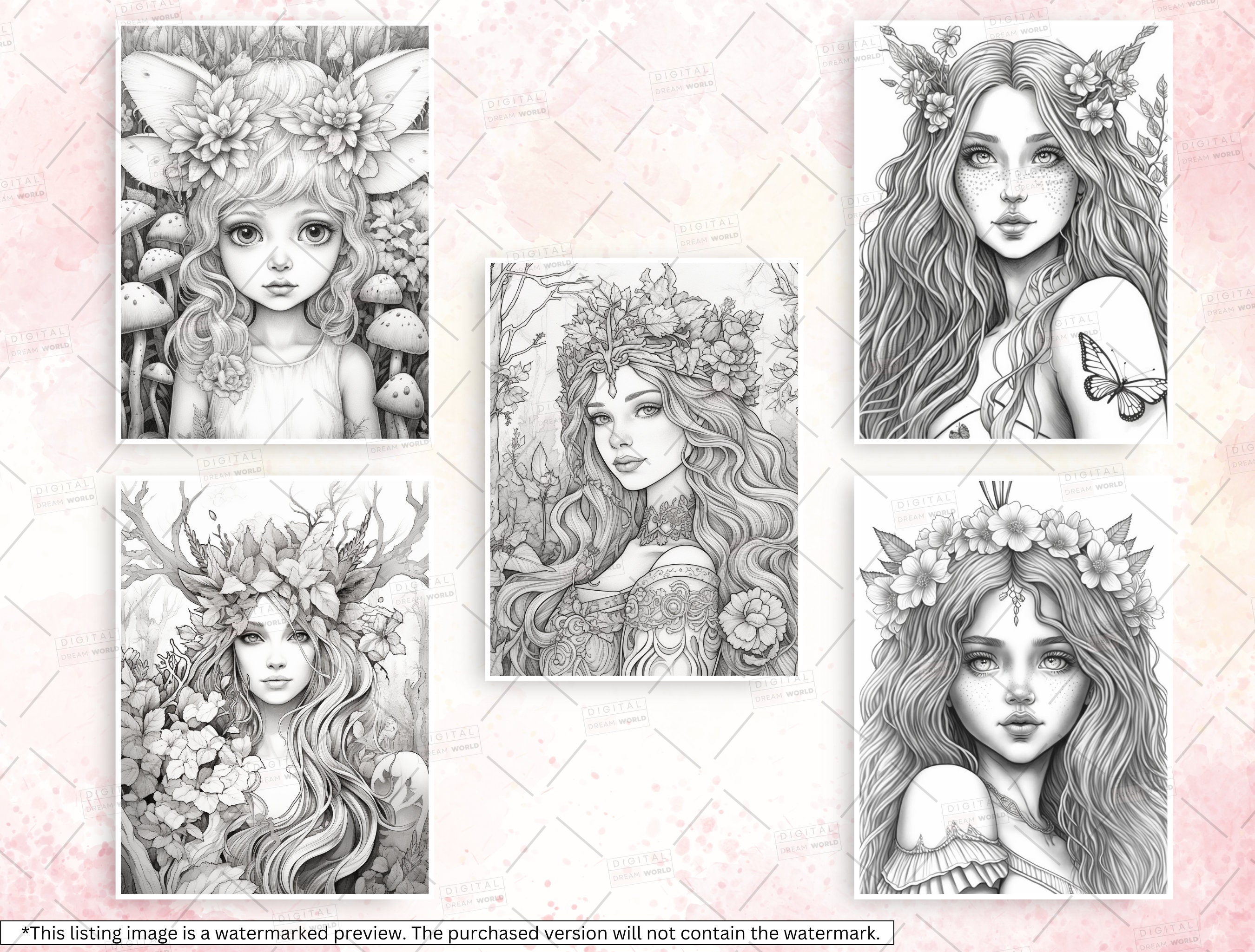 35 Forest Fairy Coloring Pages for Adults & Kids Delicate - Etsy