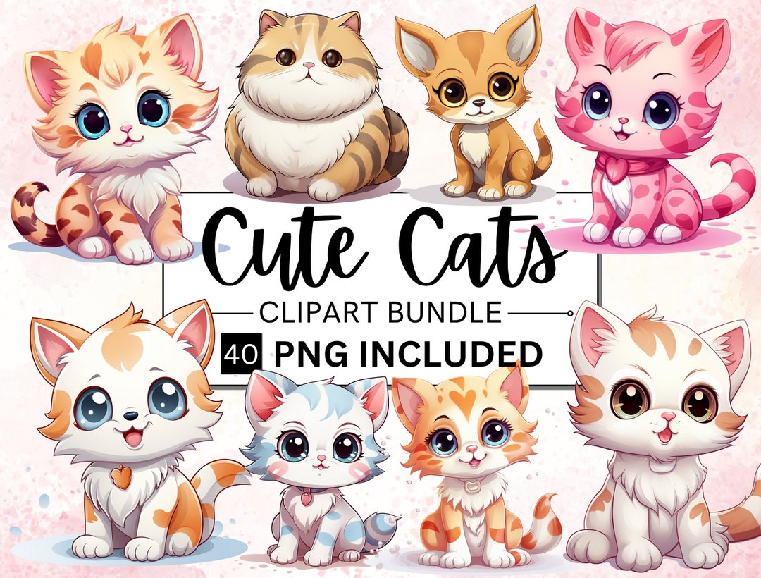40 Watercolor Cats Clipart Bundle, Cute Cats PNG, Cats Breeds Bundle ...