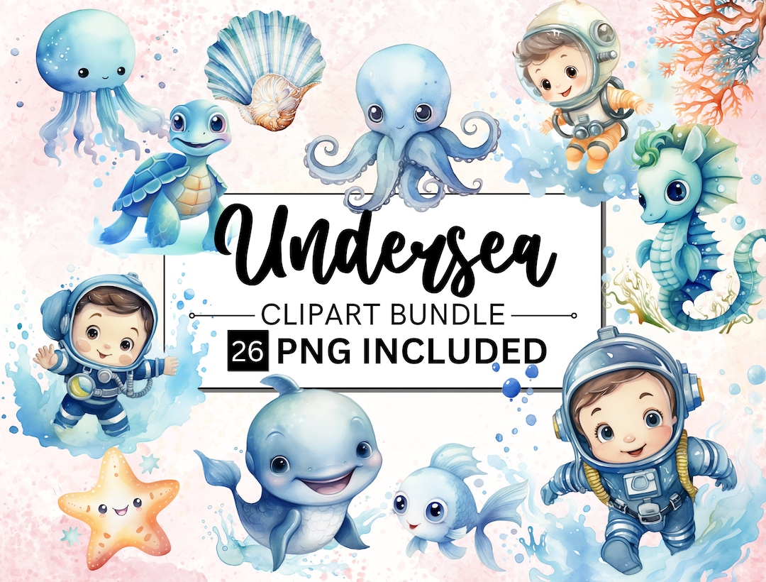 26 Undersea Watercolor Clipart Bundle Nursery Decor, Baby Wall Art ...