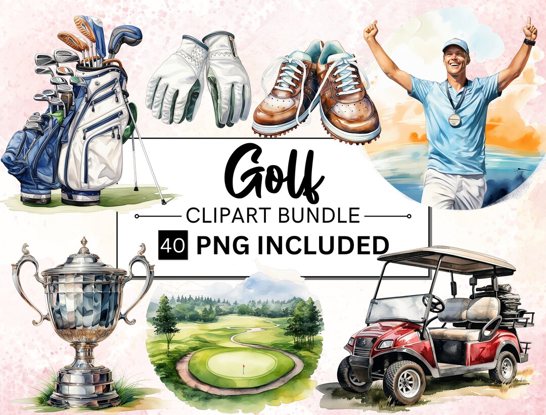 40 Watercolor Golf Clipart Bundle, Golf Club PNG, Golfer Graphics, Golf ...