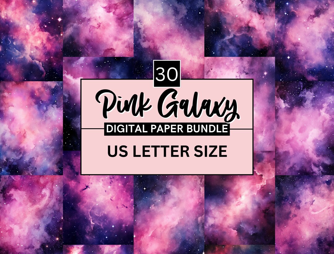 30 Dark Pink Galaxy Digital Paper, Watercolor Starry Night Backgrounds ...
