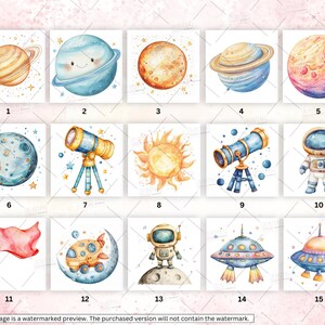 40 Watercolor Space Clipart Bundle, Astronaut Nursery PNG Clipart ...
