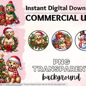 25 Watercolor Christmas Puppy Clipart Bundle, Winter Festival Dog ...