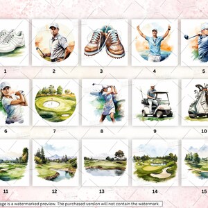 40 Watercolor Golf Clipart Bundle, Golf Club PNG, Golfer Graphics, Golf ...