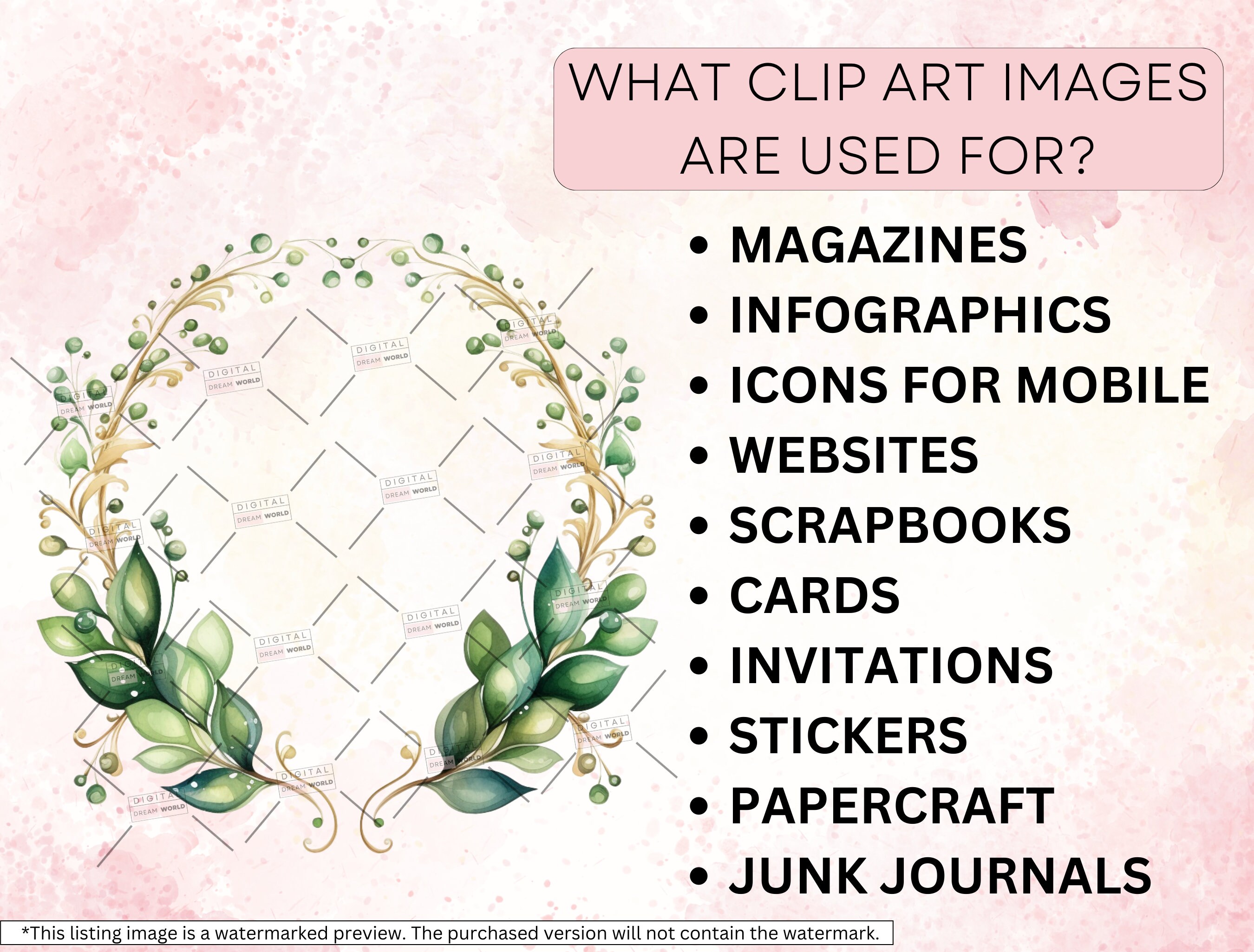 30 Watercolor Green Plant Frames Set Greenery Digital Frames - Etsy