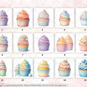 35 Watercolor Cupcakes Clipart Bundle, Dessert Clipart, Cupcake Clipart ...