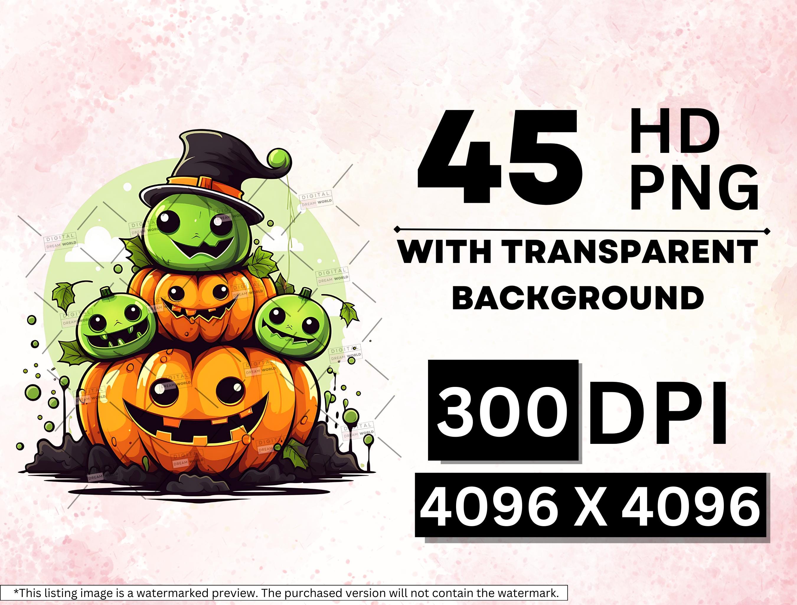 45 Halloween Cute Clipart, Kawaii Pastel Halloween PNG Bundle, Pastel ...
