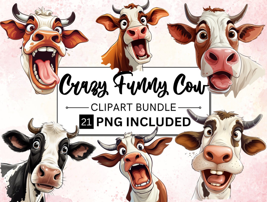 21 Cute and Crazy Cow Clipart, Cow Clipart PNG, Funny Cow Clipart, Cute Animals Clipart, Funny ...