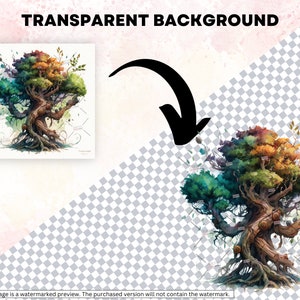 25 PNG Watercolor Tree Clipart, Fantasy Tree Clip Art, Watercolor ...