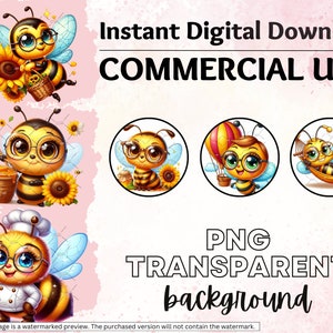 45 Sweet Honey Bees Clipart Bundle, Cute Bees PNG, Bees Clipart Bundle ...