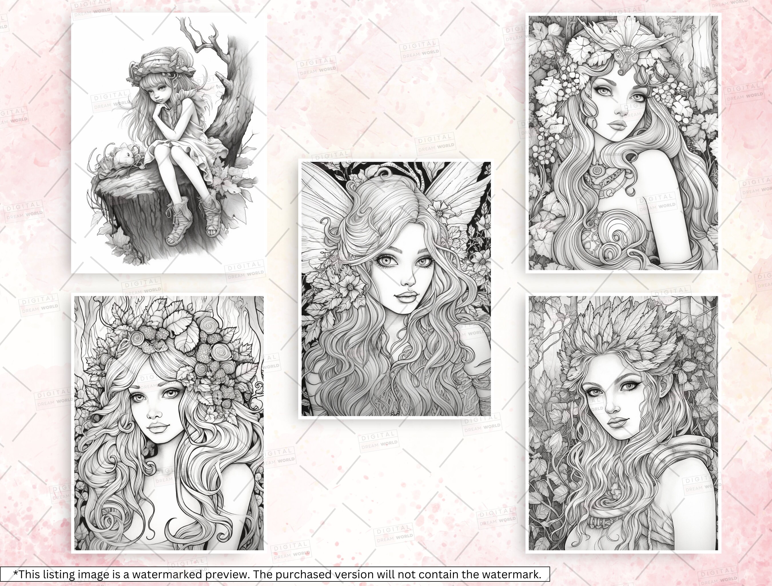 35 Forest Fairy Coloring Pages for Adults & Kids Delicate - Etsy