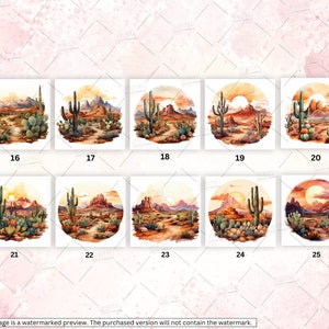 25 Watercolor Arid Desert Clipart, Desert Landscape Clipart, Sunset ...