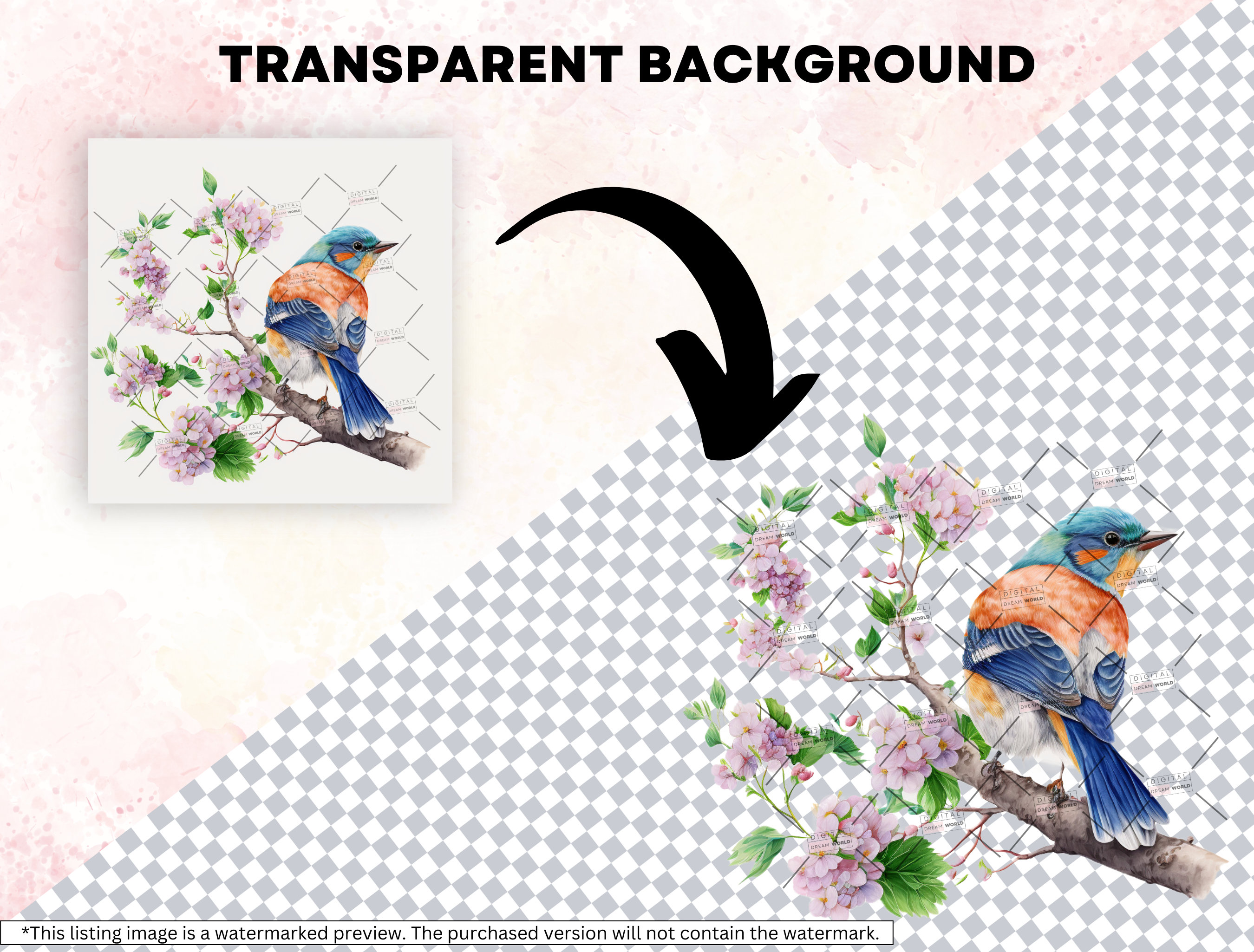 50 Watercolor Birds Clip Art, Colorful Birds Clipart, Spring Clipart ...