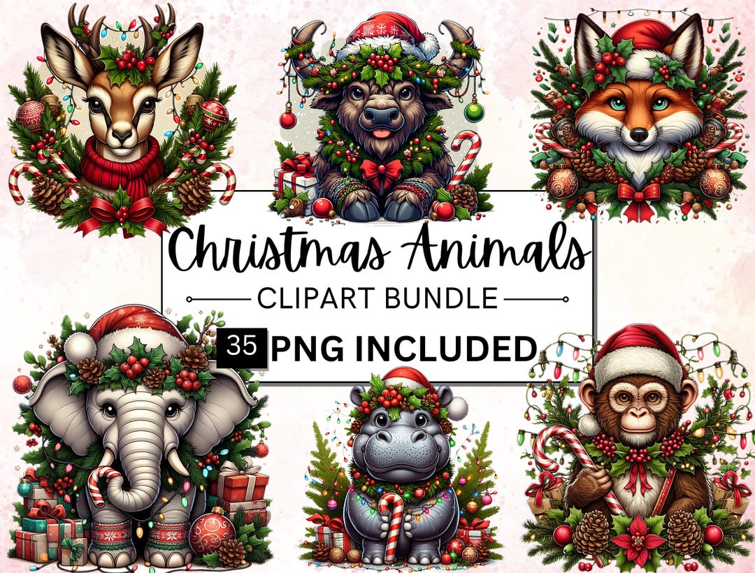 35 Watercolor Christmas Animals Clipart Bundle, Woodland Animals PNG ...