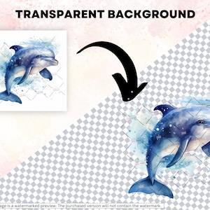 40 Watercolor Dolphin Clipart Bundle, PNG Ocean Animals, Dolphin Duo ...