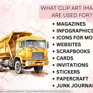 11 Watercolor Construction Vehicles Clipart, Bulldozer , Cement Truck ...