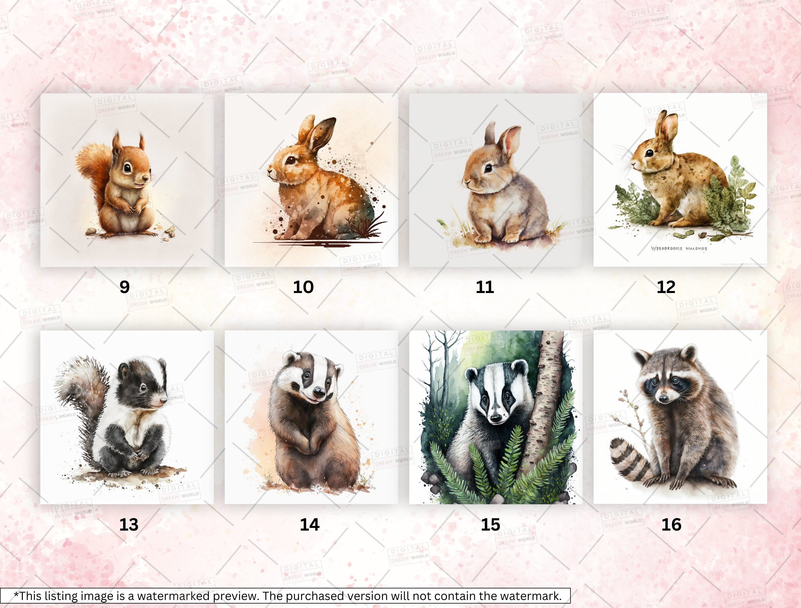 45 Watercolor Woodland Animals Clipart Nursery Clipart - Etsy