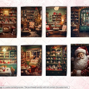 30 Printable Vintage Christmas Interior Digital Paper, Christmas ...
