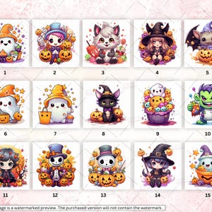 30 Watercolor Kawaii Halloween Clipart, Cute Halloween Graphics, Kids ...