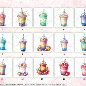 25 Watercolor Bubble Tea Clipart Bundle, Boba Tea PNG, Bubble Milk Tea ...