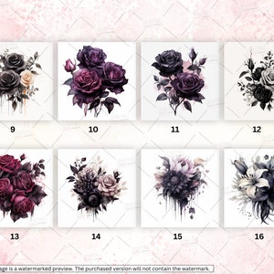 23 PNG Watercolor Gothic Floral Clipart, Magical Gothic Flowers Clip ...