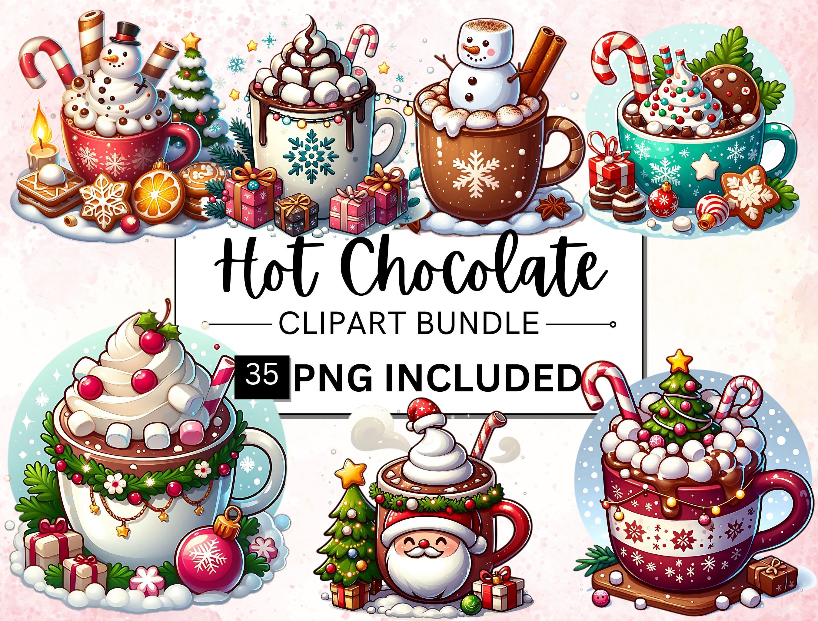 Watercolor Christmas Hot Chocolate Clipart Bundle (35 PNG) - Etsy