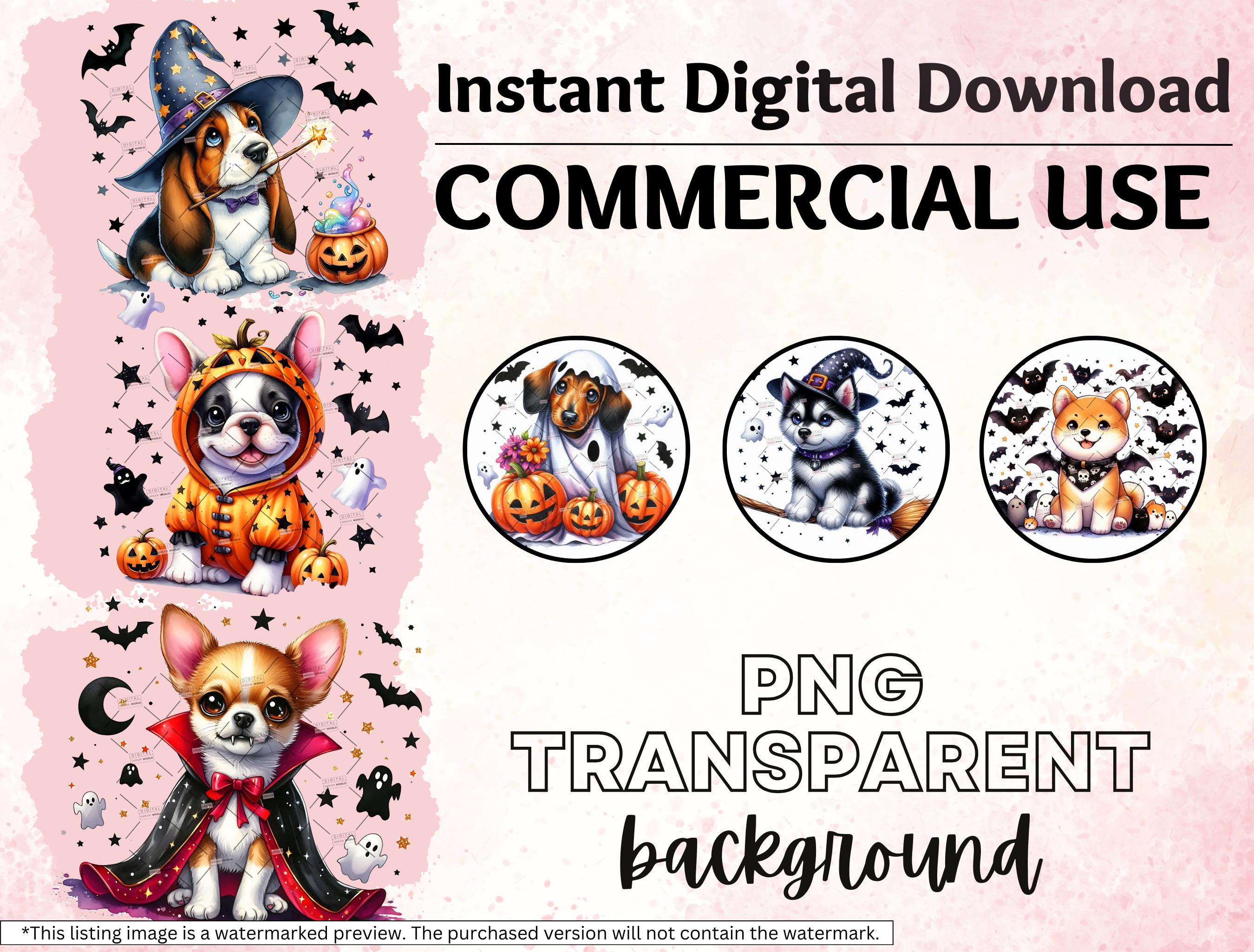 30 Watercolor Halloween Dogs Clipart Bundle, Cute Halloween Animals PNG ...