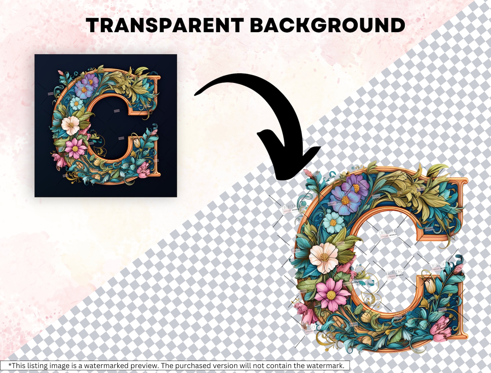 52 Art Nouveau Illuminated Initials Clipart Bundle Full English ...