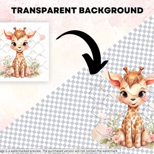 25 Watercolor Cute Giraffe Clipart Bundle, Baby Giraffe PNG, Floral ...