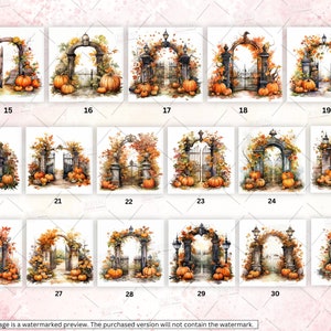 45 Autumn Gates Clipart Bundle, Watercolor Fall Season Clipart, Autumn ...