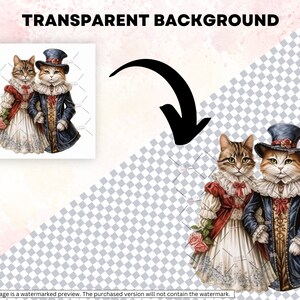 41 PNG Watercolor Fairytale Cats Clipart Bundle, Vintage Fairytale ...