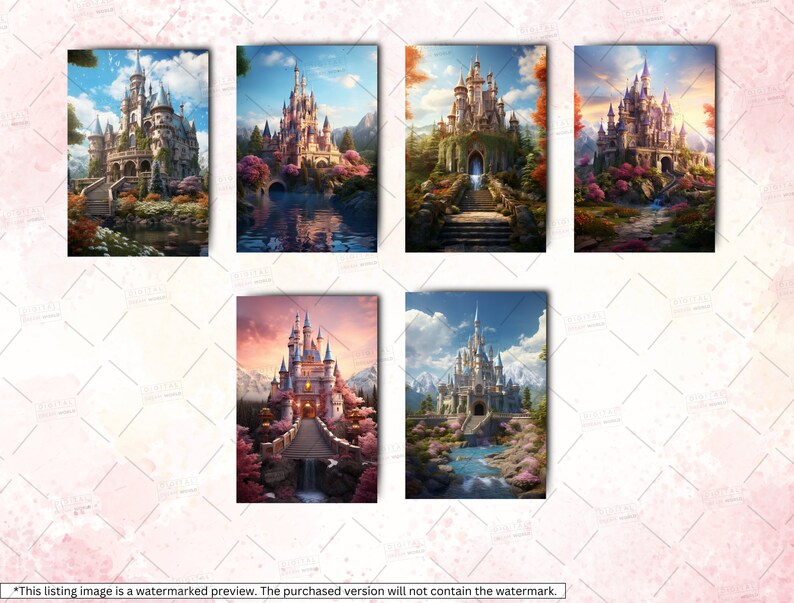 30 Printable Fairytale Castle Digital Paper Princess Castle - Etsy