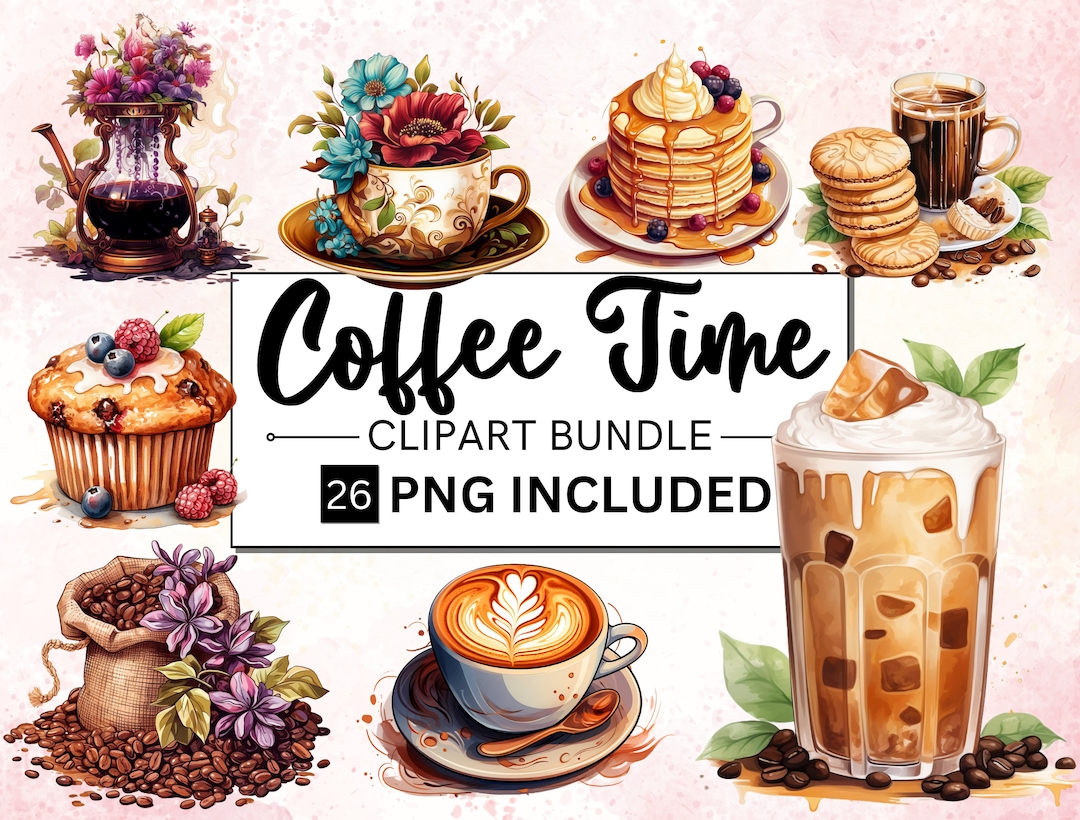 26 PNG Watercolor Coffee Time Clipart, Coffee Clip Art, Coffee Shop ...
