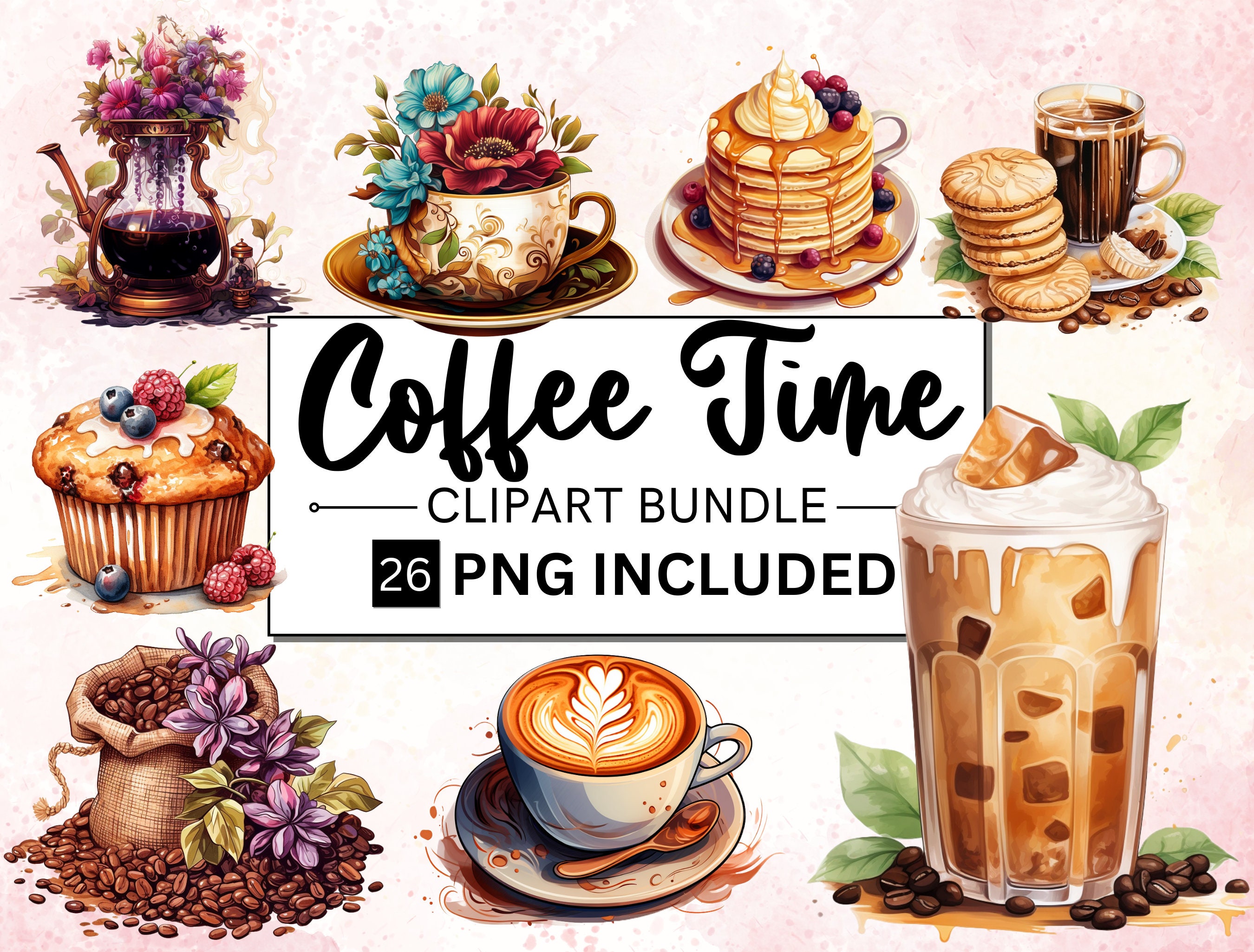26 PNG Watercolor Coffee Time Clipart, Coffee Clip Art, Coffee Shop ...