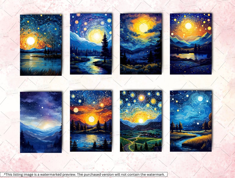 30 Printable Starry Night Digital Paper Van Gogh Sky - Etsy