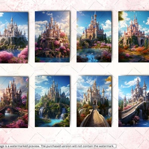 30 Printable Fairytale Castle Digital Paper, Princess Fairytale Castle ...