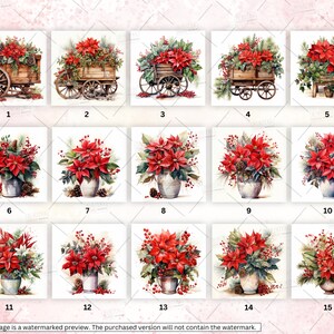 40 Watercolor Christmas Flowers Clipart, Christmas Bouquets, Watercolor ...