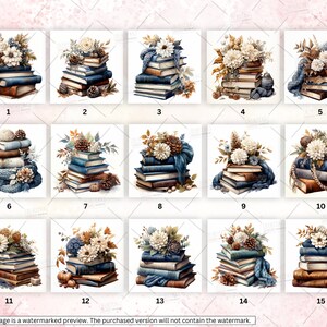 30 Watercolor Winter Bookstack Clipart, Cozy Home Library Clipart PNG ...